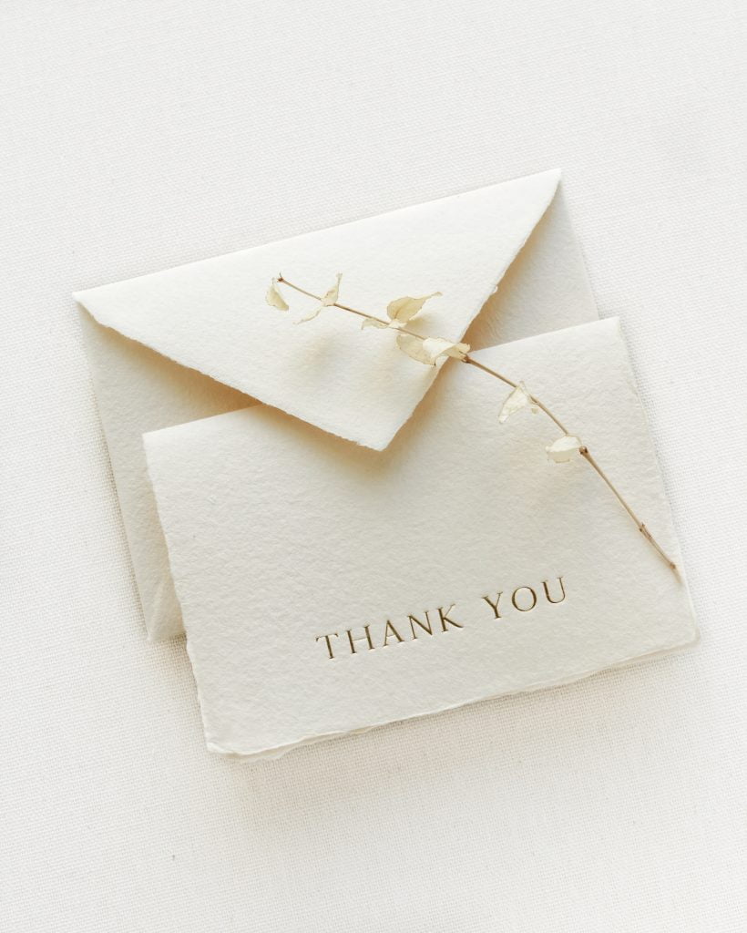 FOLDED THANK YOU CARD ON HANDMADE PAPER | Shop PAPIRA