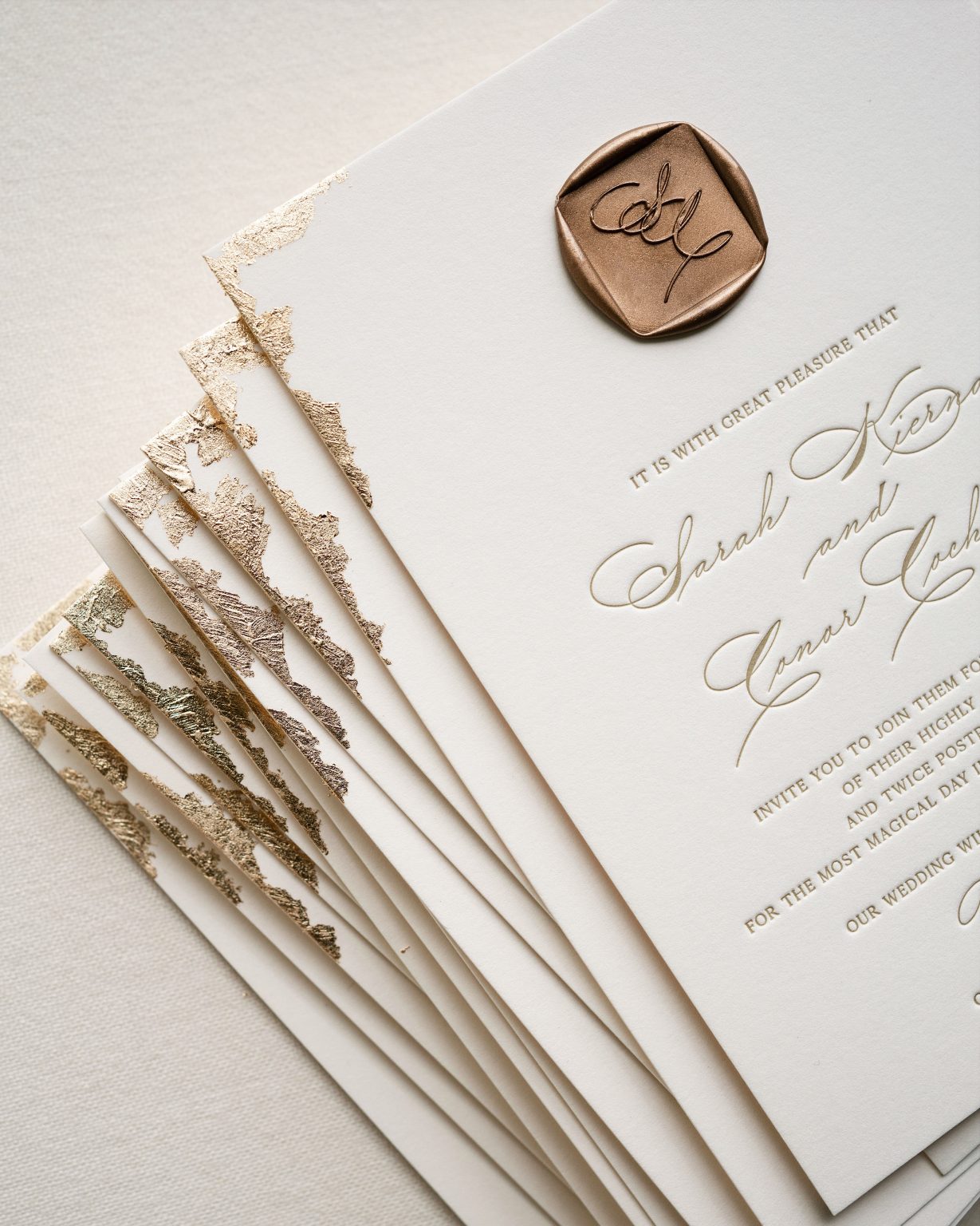 Luxurious Gold Leaf Wedding Invitations